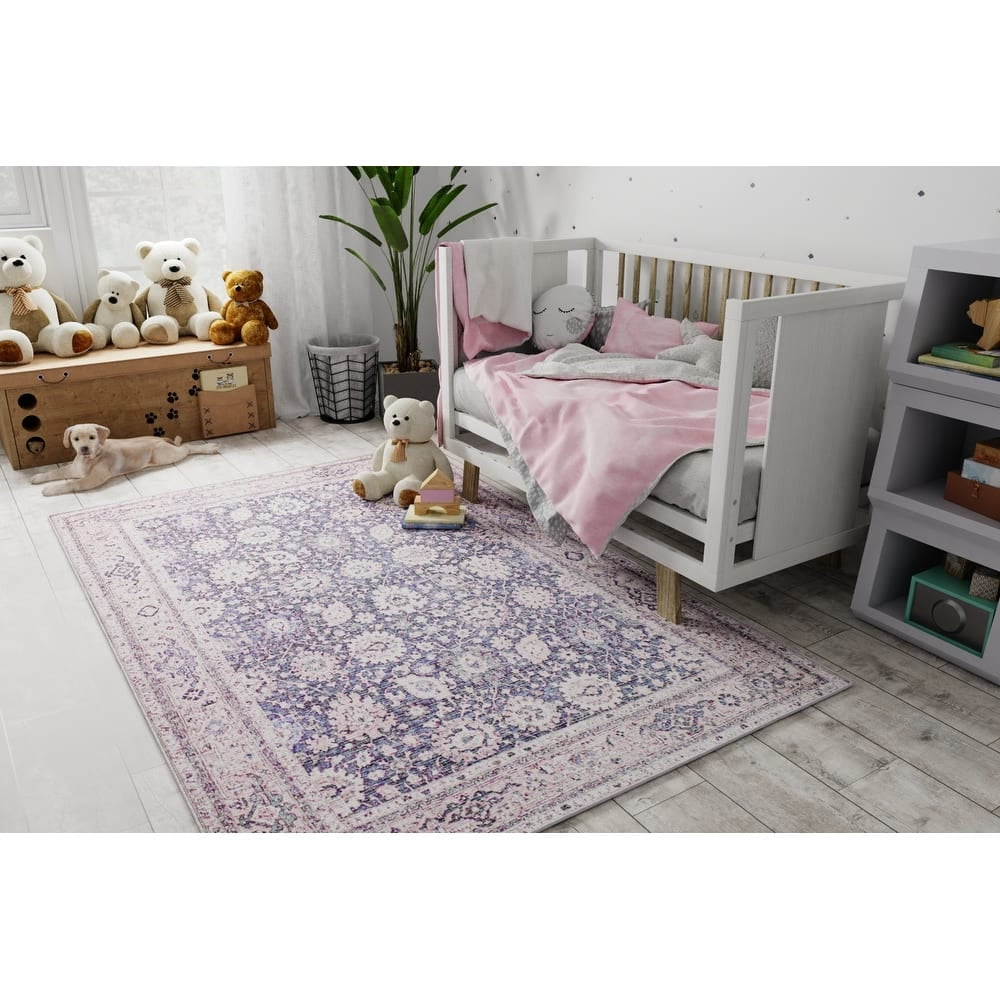Bashian 60x90" Transitional Chenille & Cotton Area Rug in Slate ...