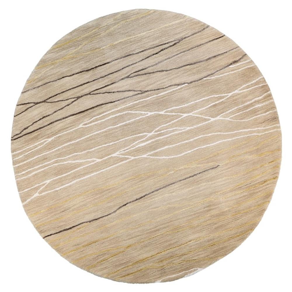 Bashian 96x96" Round Contemporary Wool & Viscose Area Rug in Beige ...