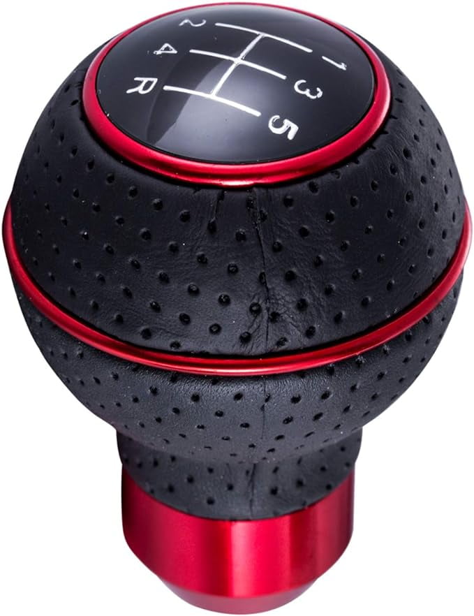 Bashineng Leather 5 Speed Shift Knob Gear Stick Shifter Handle ...