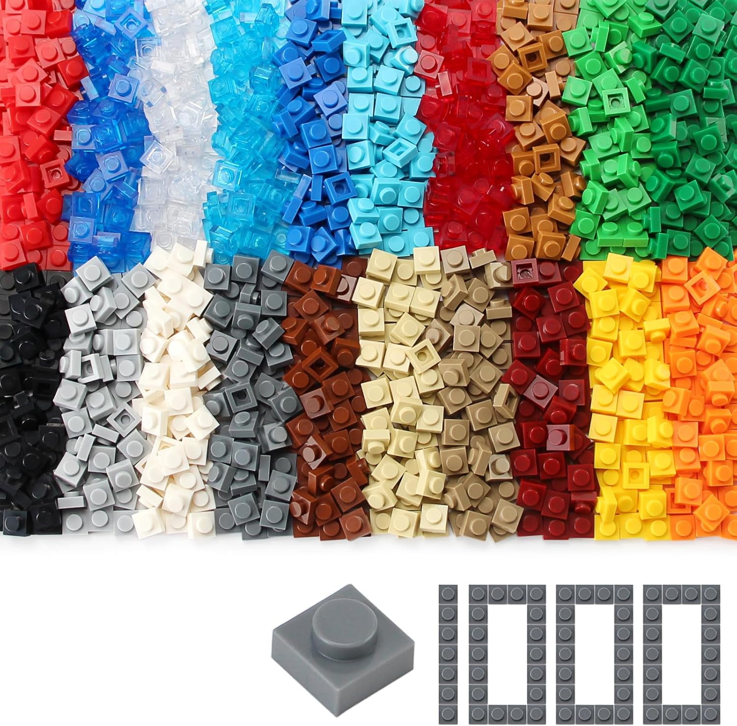 Basic 1000 Pieces Plate 1x1 Bricks Creative 20 Colors Parts Building ...