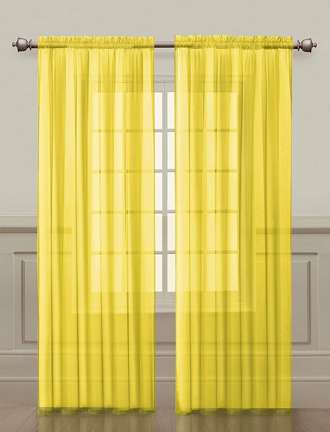 Basic 2 Pack Sheer Voile Home Window Curtains - Assorted Colors & Sizes ...