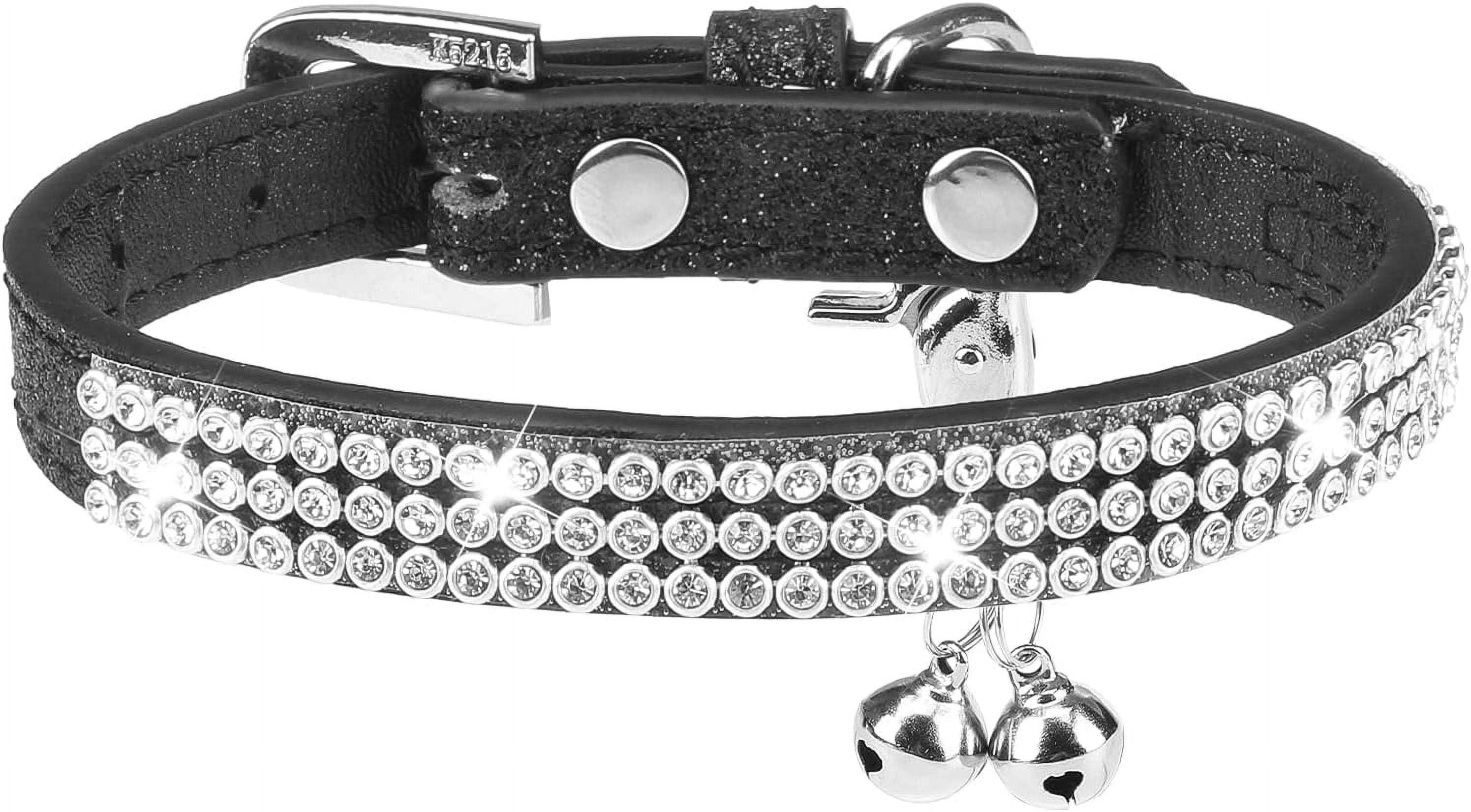 Basic Adjustable Cat Collar with Bling Diamante and Double Bells, for ...