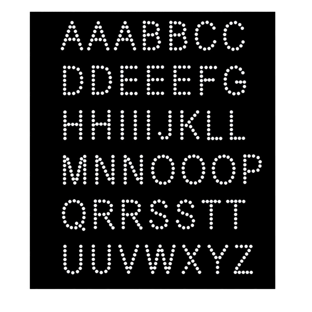 Basic Alphabet Letters Iron-on Sparkly Clear Rhinestone Bling Transfer ...