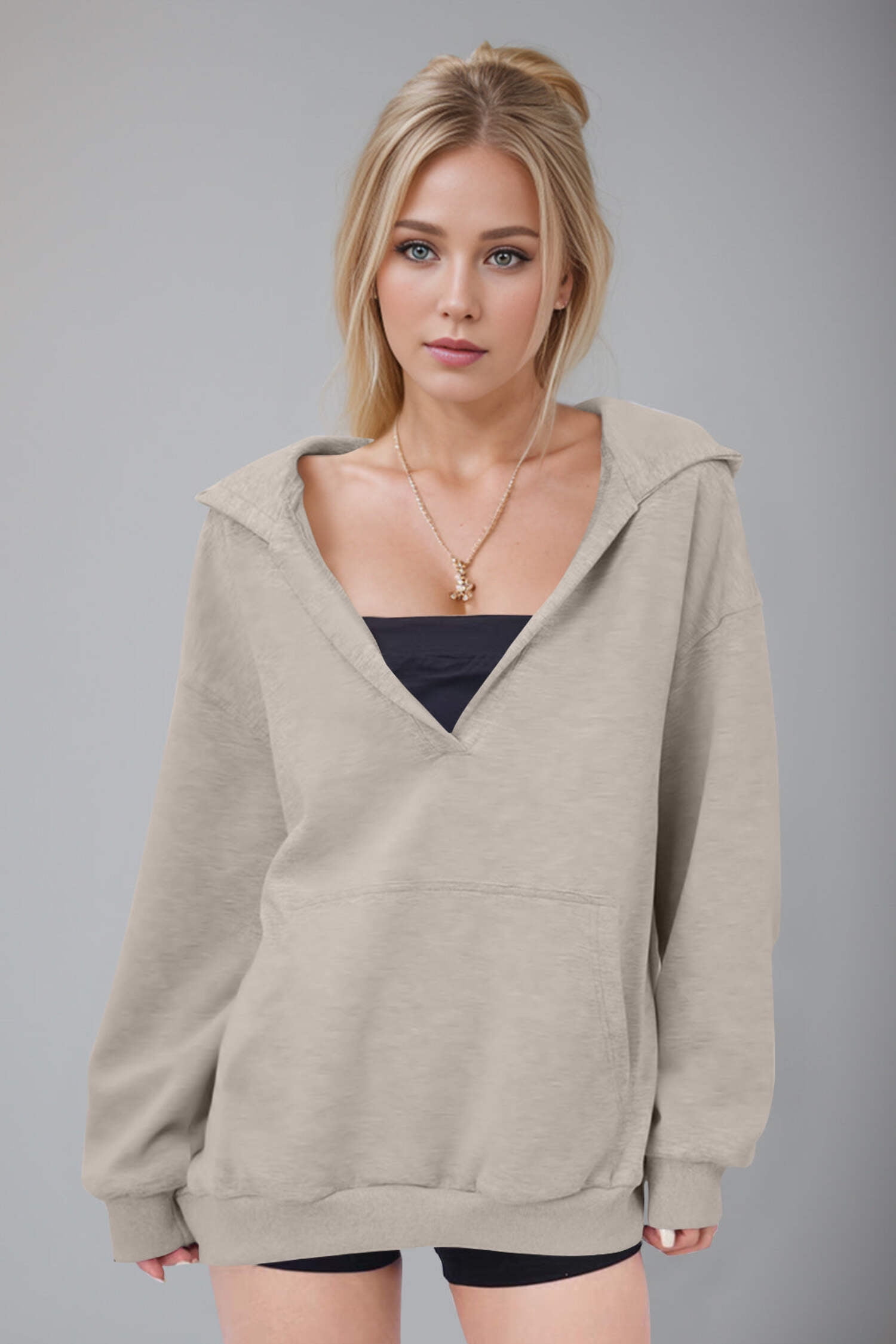 Basic Bae Air Scuba Kangaroo Pocket Long Sleeve Hoodie - Walmart.com