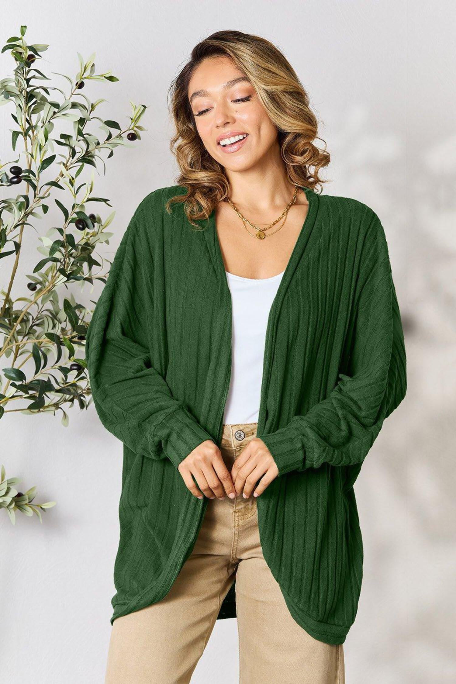 Basic Bae Full Size Ribbed Cocoon Cardigan - Walmart.com