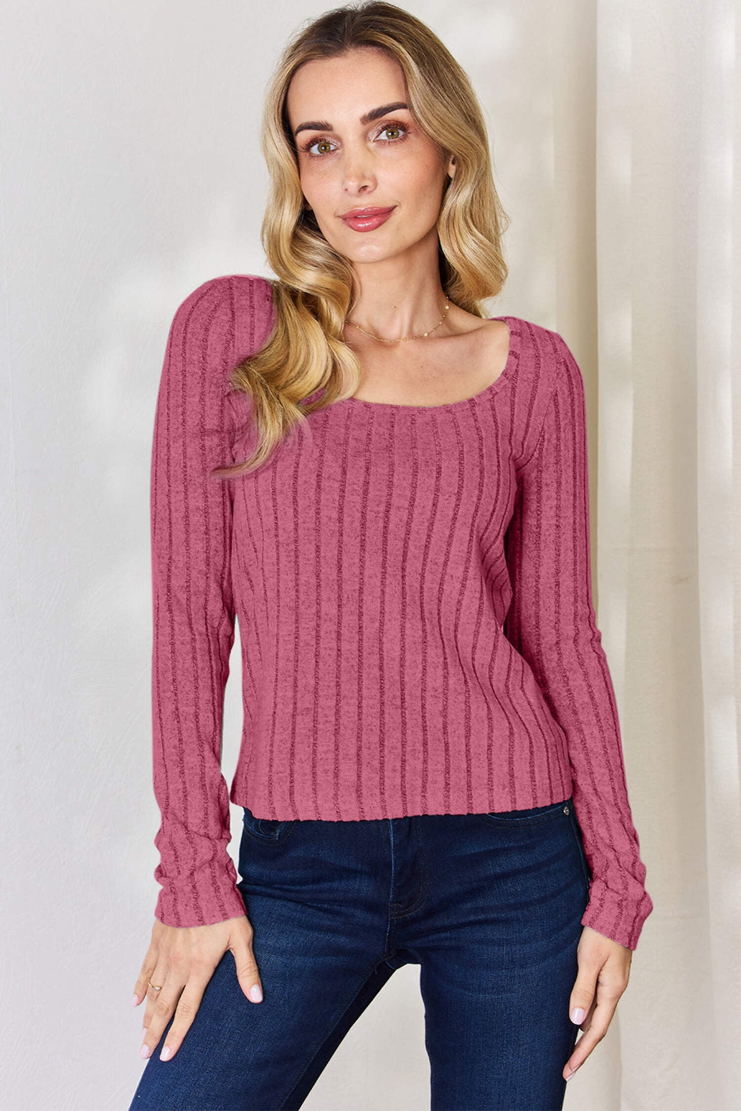 Basic Bae Full Size Ribbed Long Sleeve T-Shirt - Walmart.com