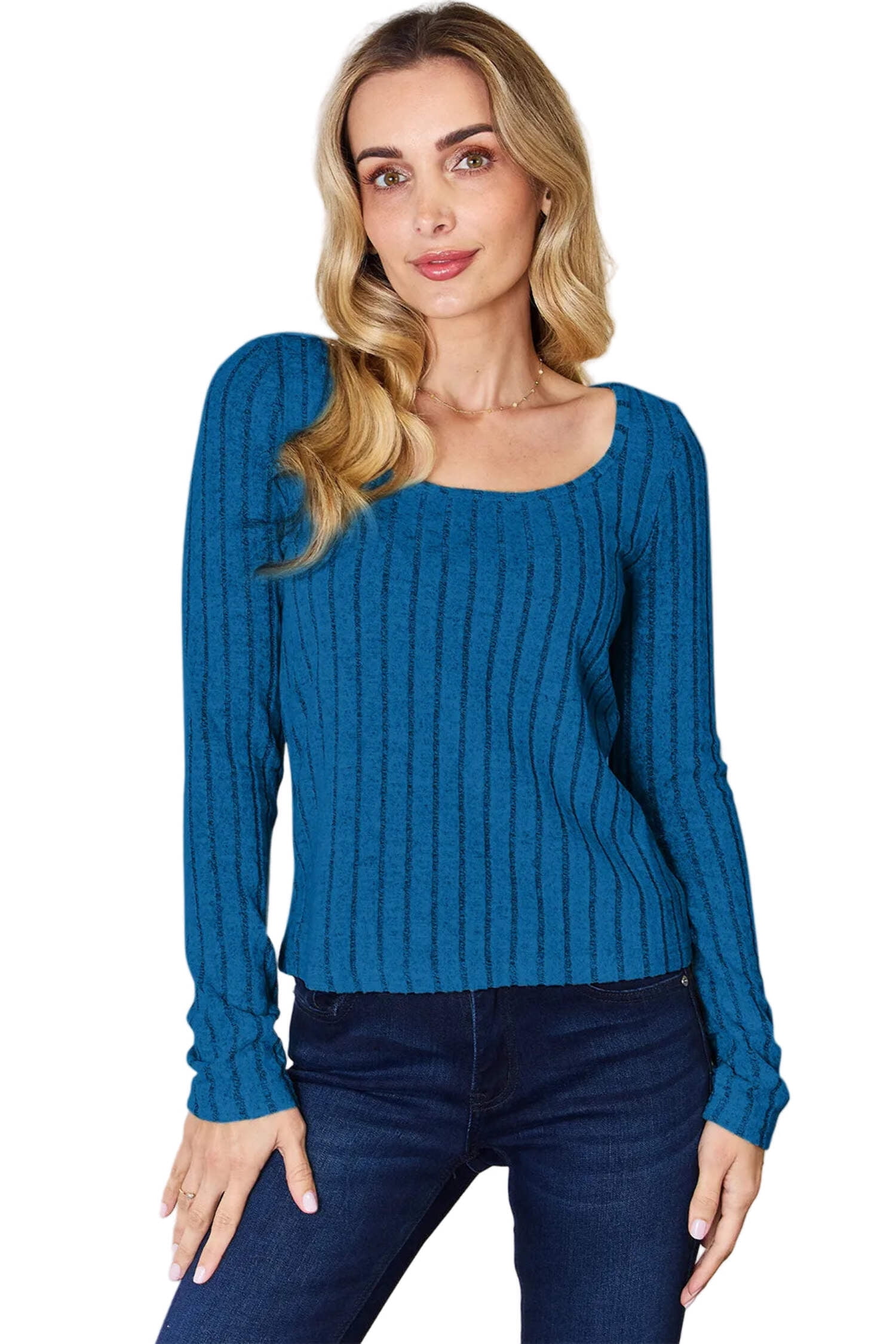 Basic Bae Full Size Ribbed Long Sleeve T-Shirt - Walmart.com