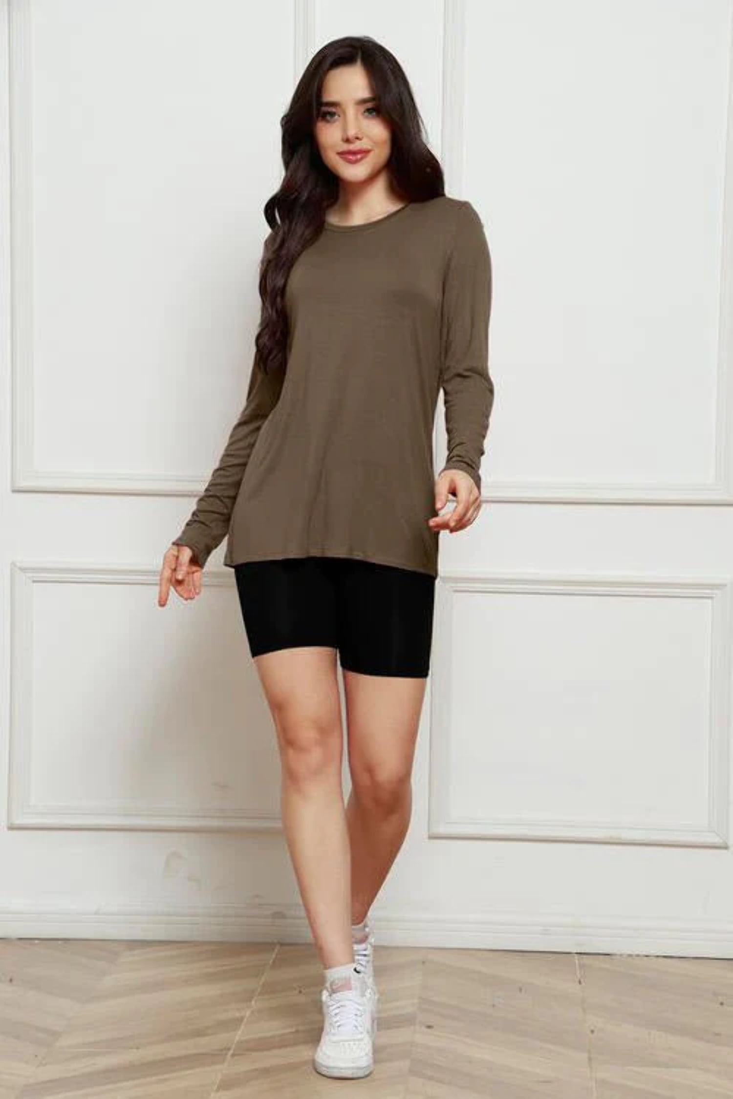 Basic Bae Full Size Round Neck Long Sleeve Top - Walmart.com