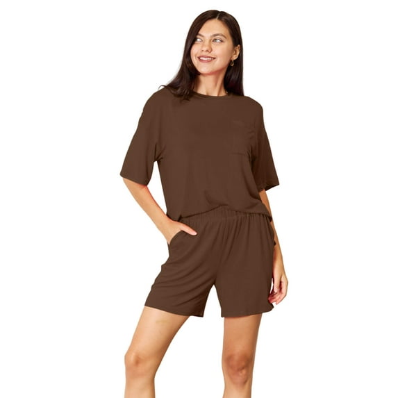 Basic Bae Full Size Soft Rayon Half Sleeve Top and Shorts Set - Walmart.com