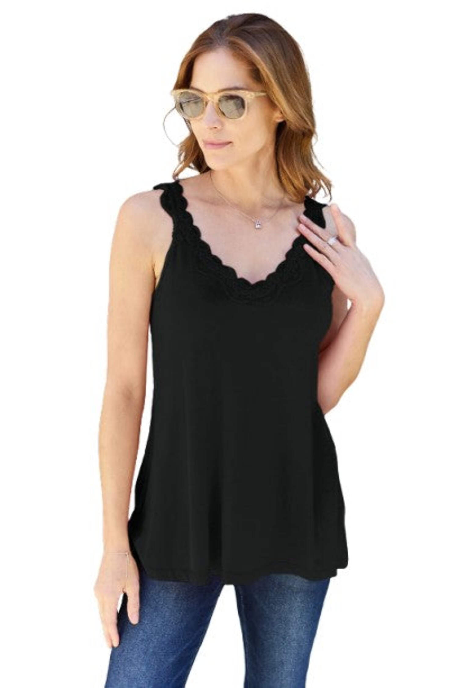 Basic Bae Lace Detail V-Neck Cutout Cami Women’s Stylish Trendy ...