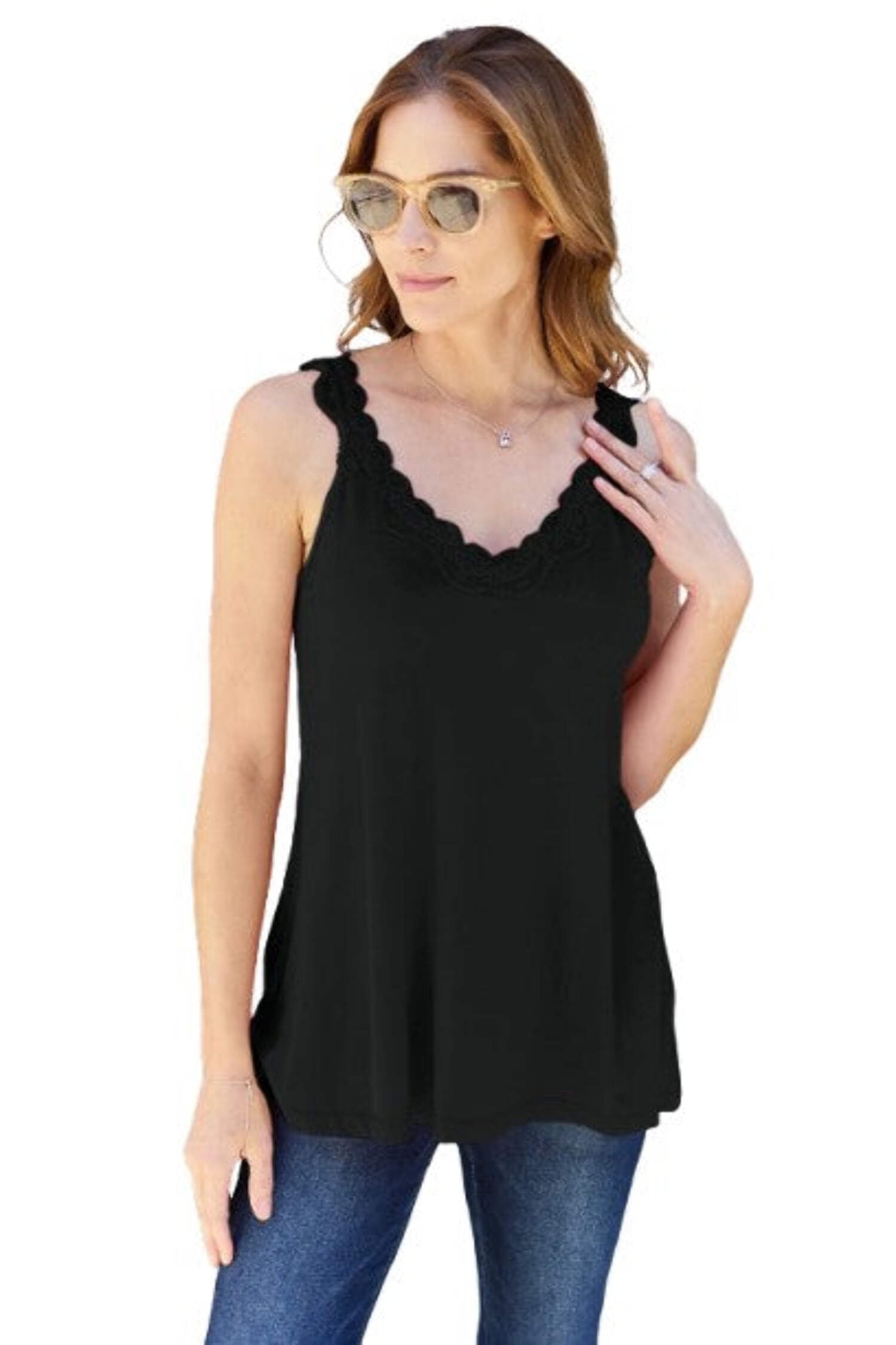 Basic Bae Lace Detail V-Neck Cutout Cami Women’s Stylish Trendy ...