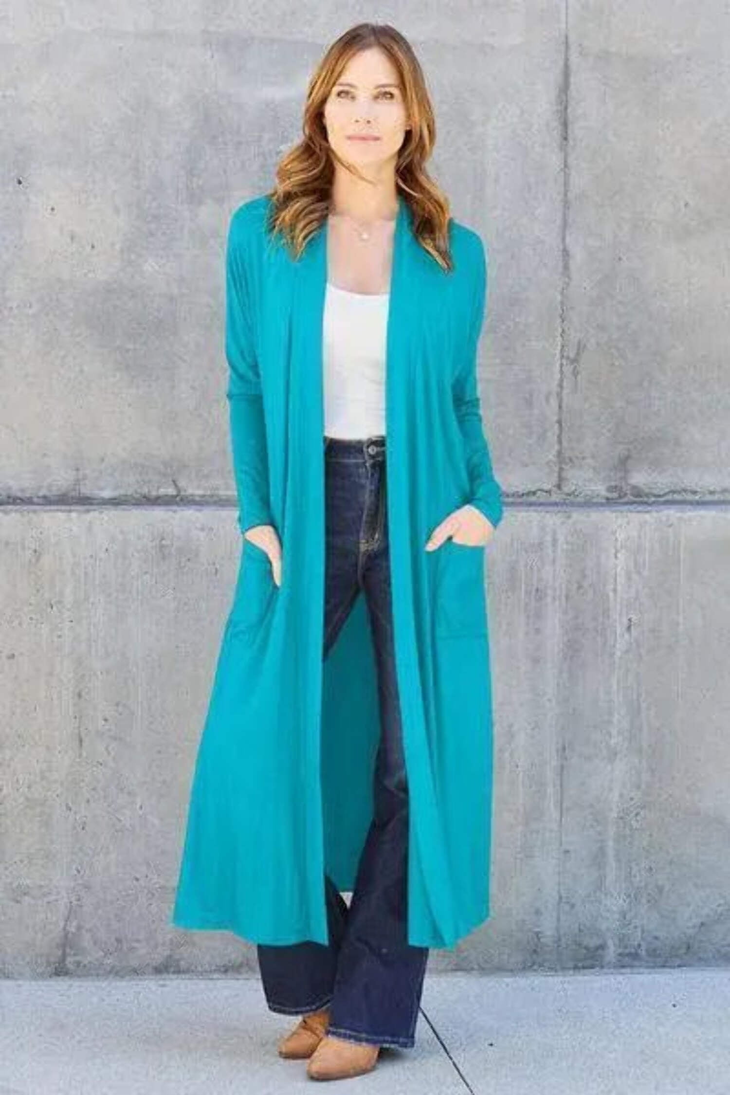 Basic Bae Open Front Long Sleeve Cover Up - Walmart.com