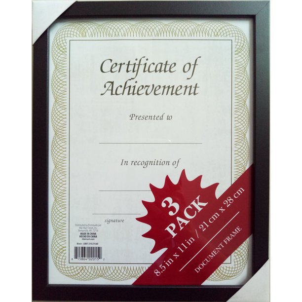 Basic Black Metal Document Frame - 8.5 x 11 in. - Walmart Business Supplies