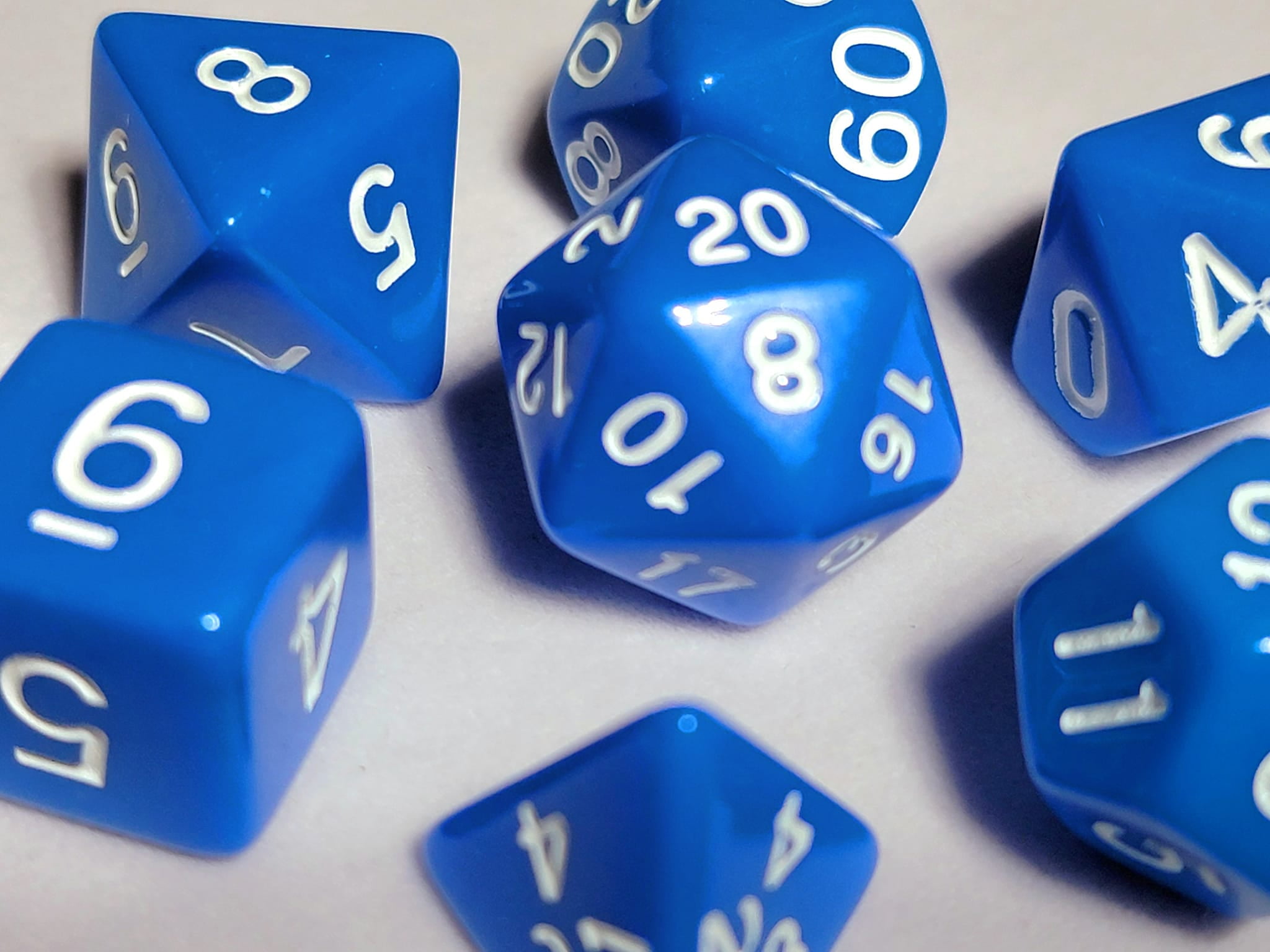 Basic Blue DnD Dice Set | Dungeons and Dragons | 7 Dice RPG Polyhedral ...