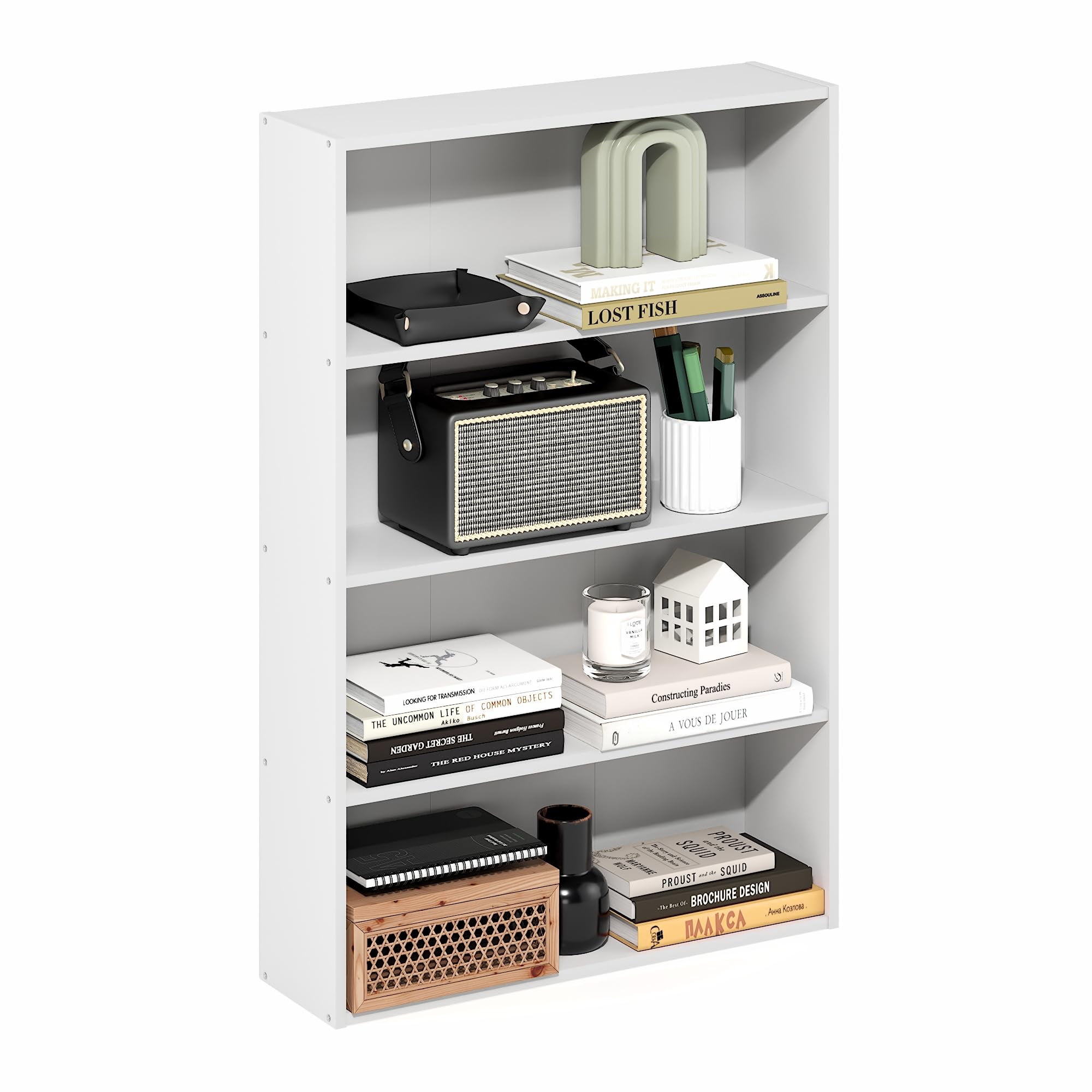 Basic Book Shelf 4-tier Bookcase With Open Bookshelf Cube Storage ...