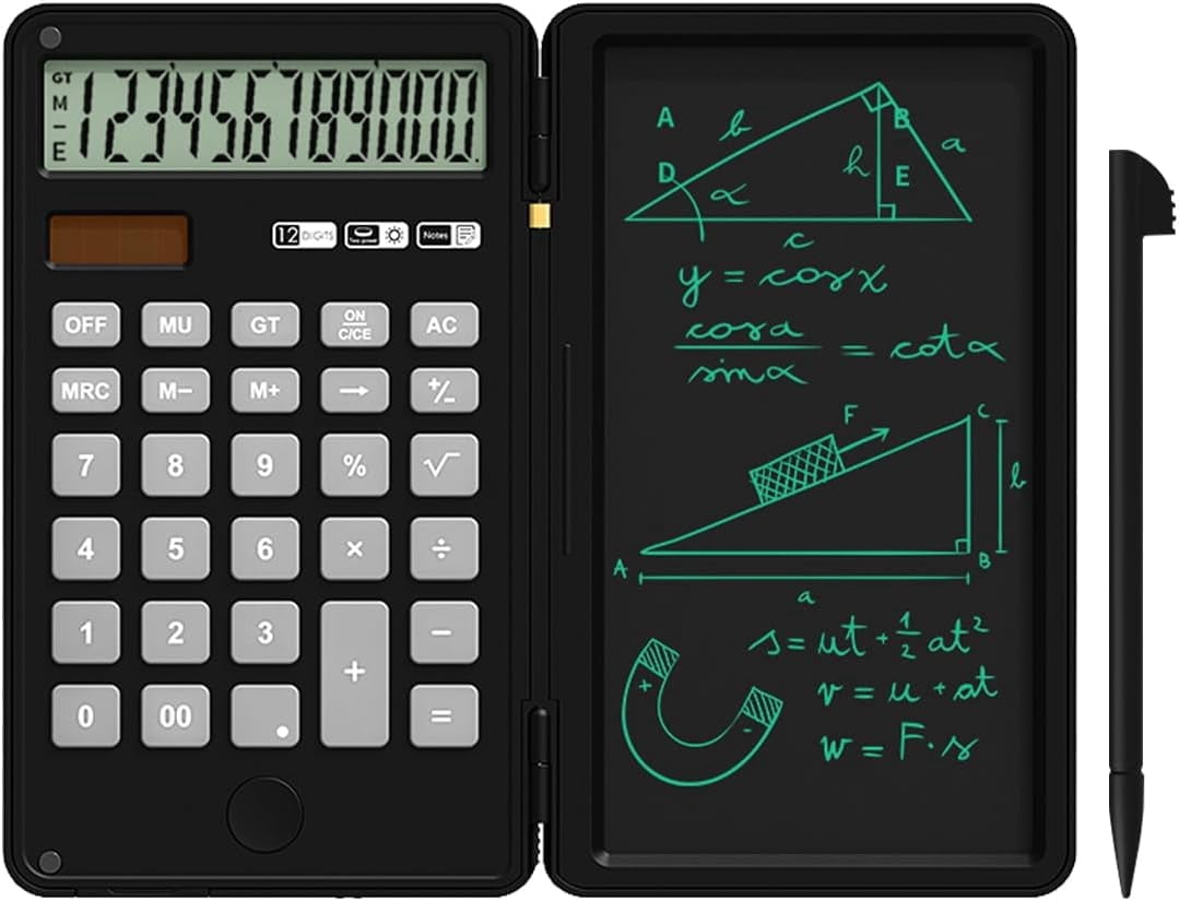 Basic Calculator with LCD Writing Tablet, 12 Digits Display Handheld ...