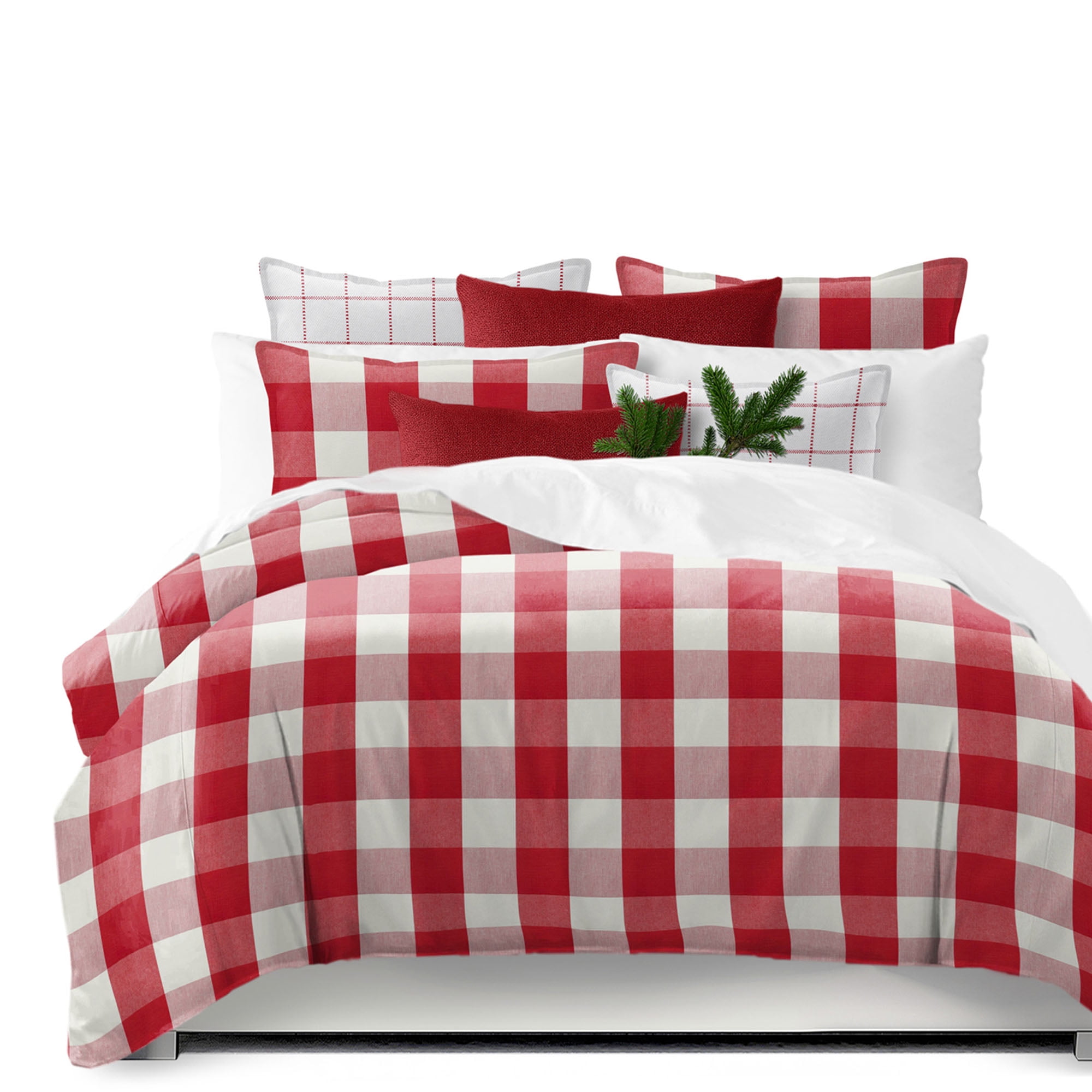 Basic Check Red Comforter Set King - Walmart.com