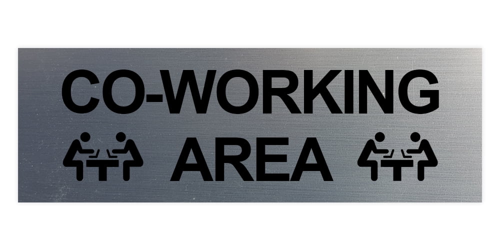 Basic Co-Working Area Sign (Brushed Silver) - Small - Walmart Business ...