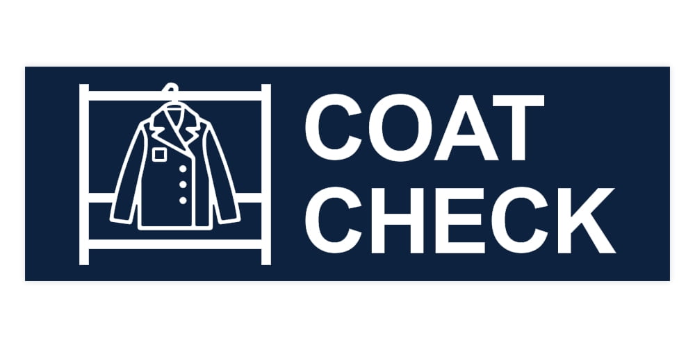 Basic Coat Check Sign (Navy Blue / White) - Medium - Walmart Business ...