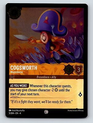 Basic Cogsworth HP 3 Majordomo Ally Rarity Dreamborn Disney Lorcana ...