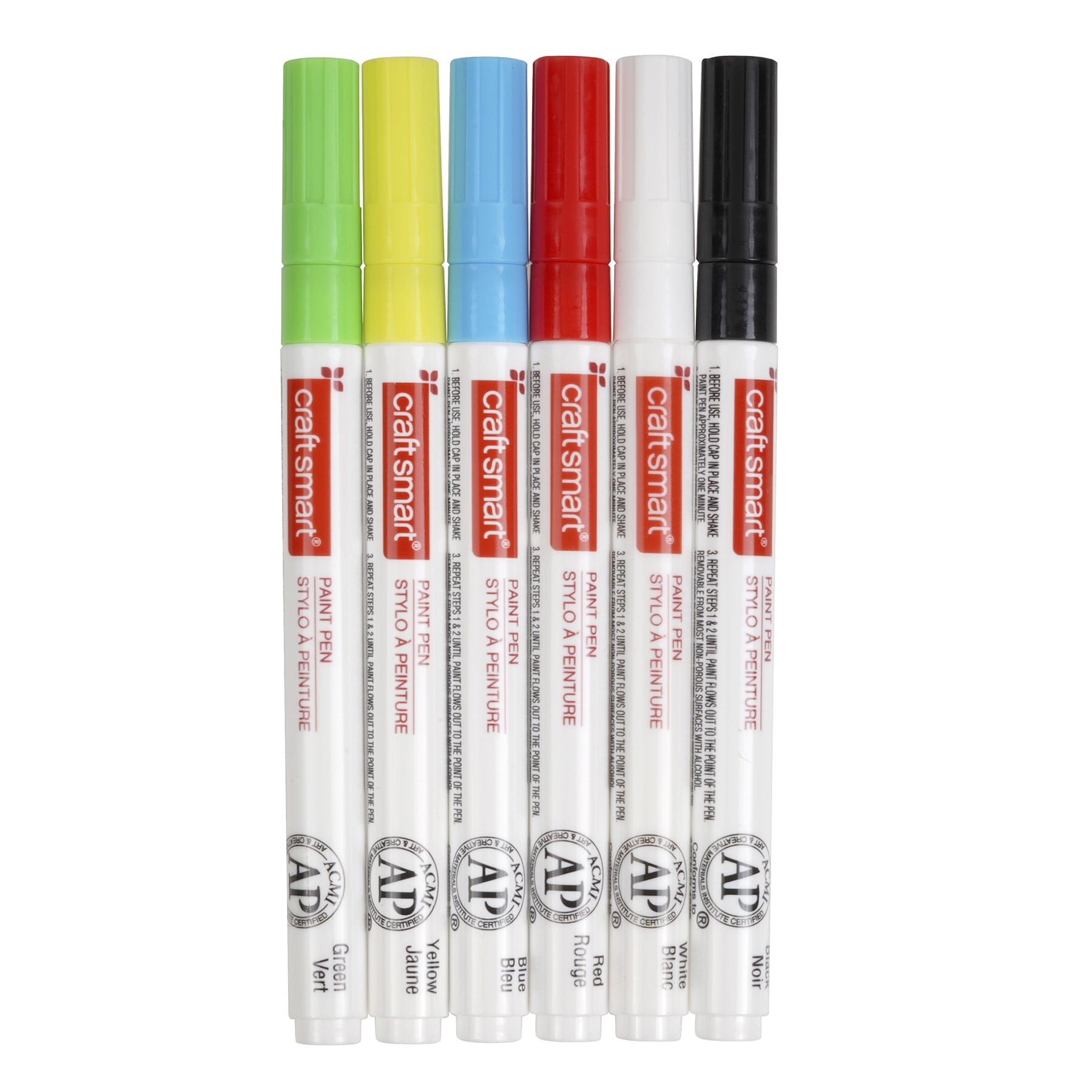 Basic Color Medium Line Paint Pen Set by Craft Smart 6ct Alcohol Based ...