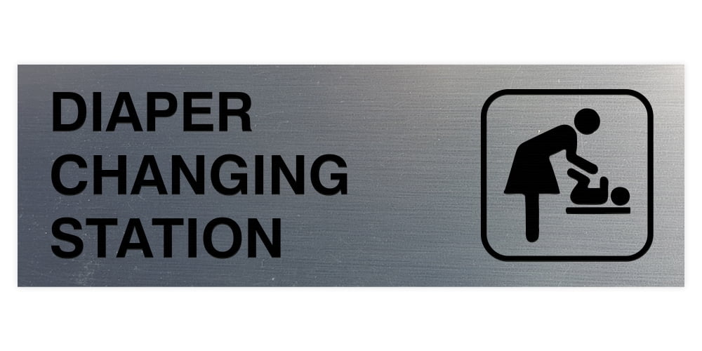 Basic Diaper Changing Station Door / Wall Sign - Silver - Large ...