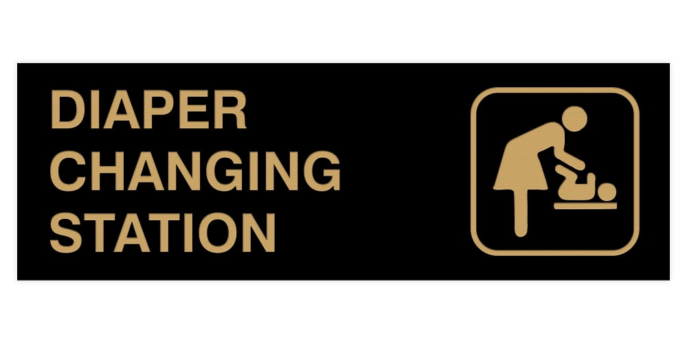 Basic Diaper Changing Station Sign - Black / Gold - Small - Walmart.com
