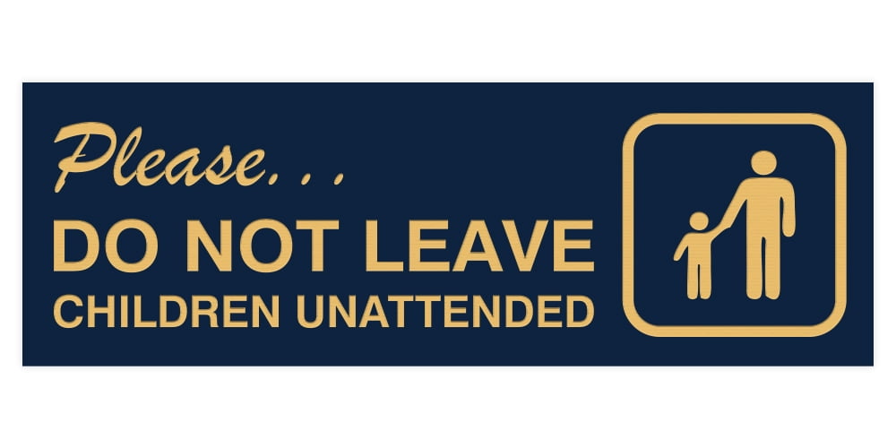 Basic Do Not Leave Children Unattended Door / Wall Sign - Navy Blue ...