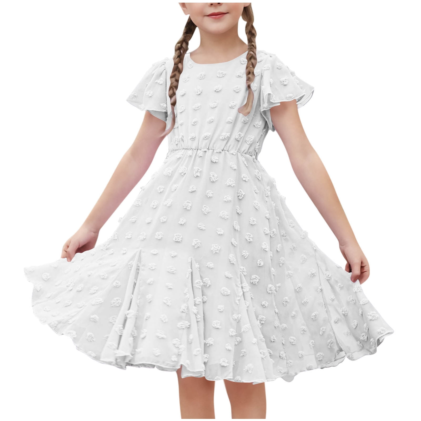 Basic Dresses for Girls New 2025 Girls Summer Short Sleeve Dress Cute ...