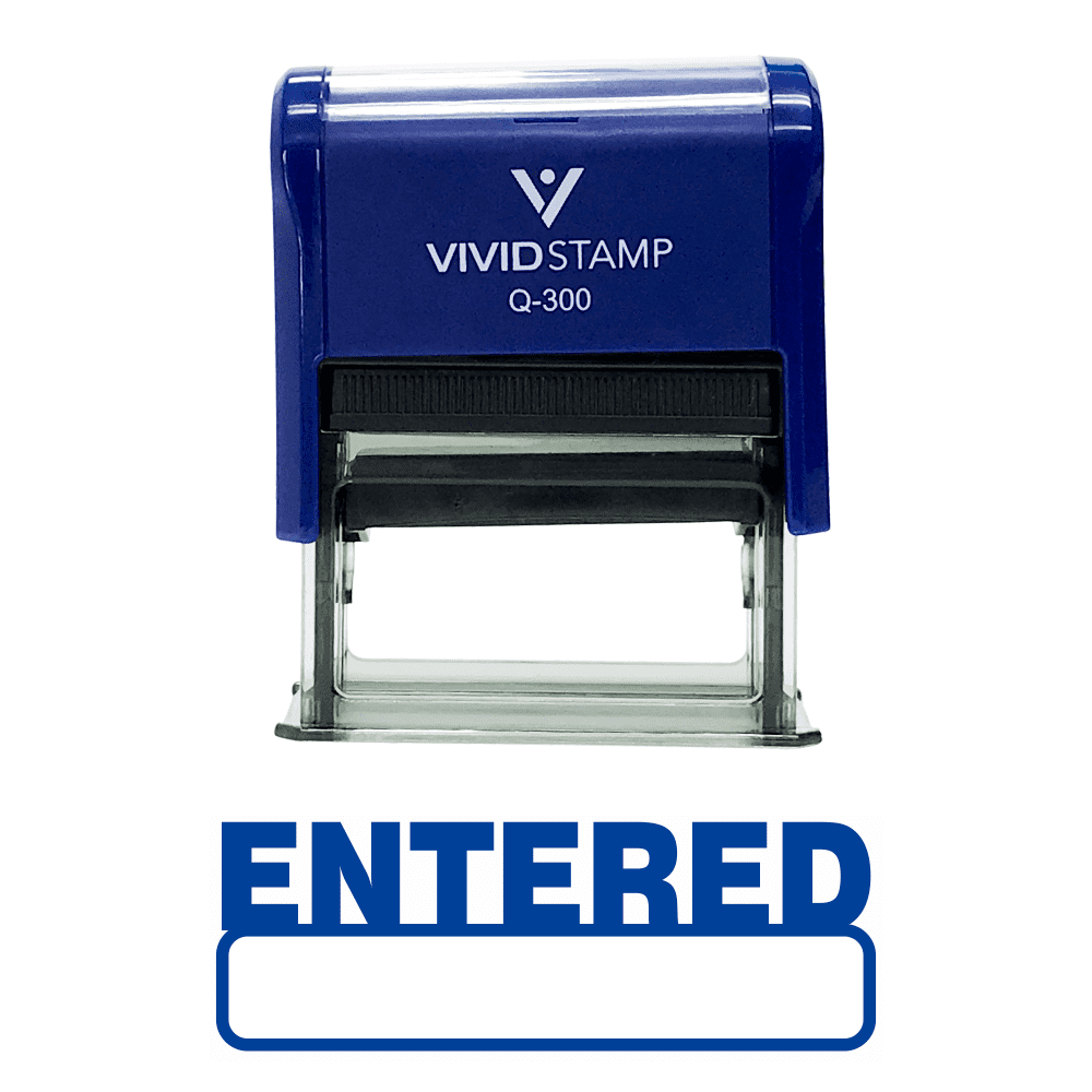 Basic ENTERED Self Inking Rubber Stamp (Blue Ink) - Large - Walmart.com