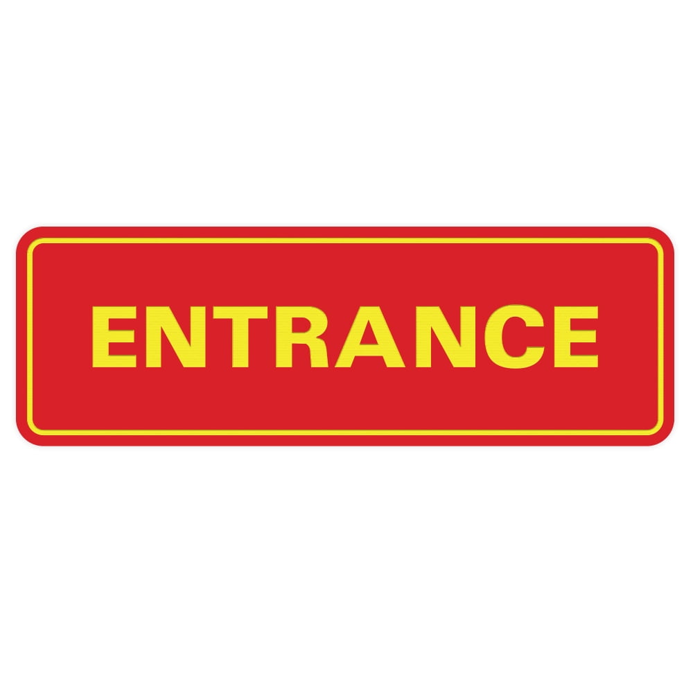 Basic ENTRANCE Door / Wall Sign - Red / Yellow - Medium - Walmart.com
