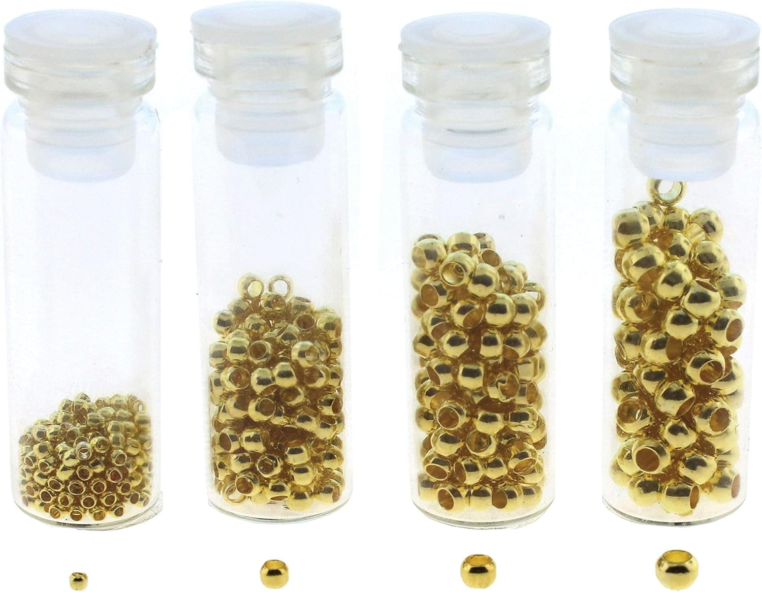 The Beadsmith Basic Elements Crimp Beads, 4 Vials in Assorted Sizes ...