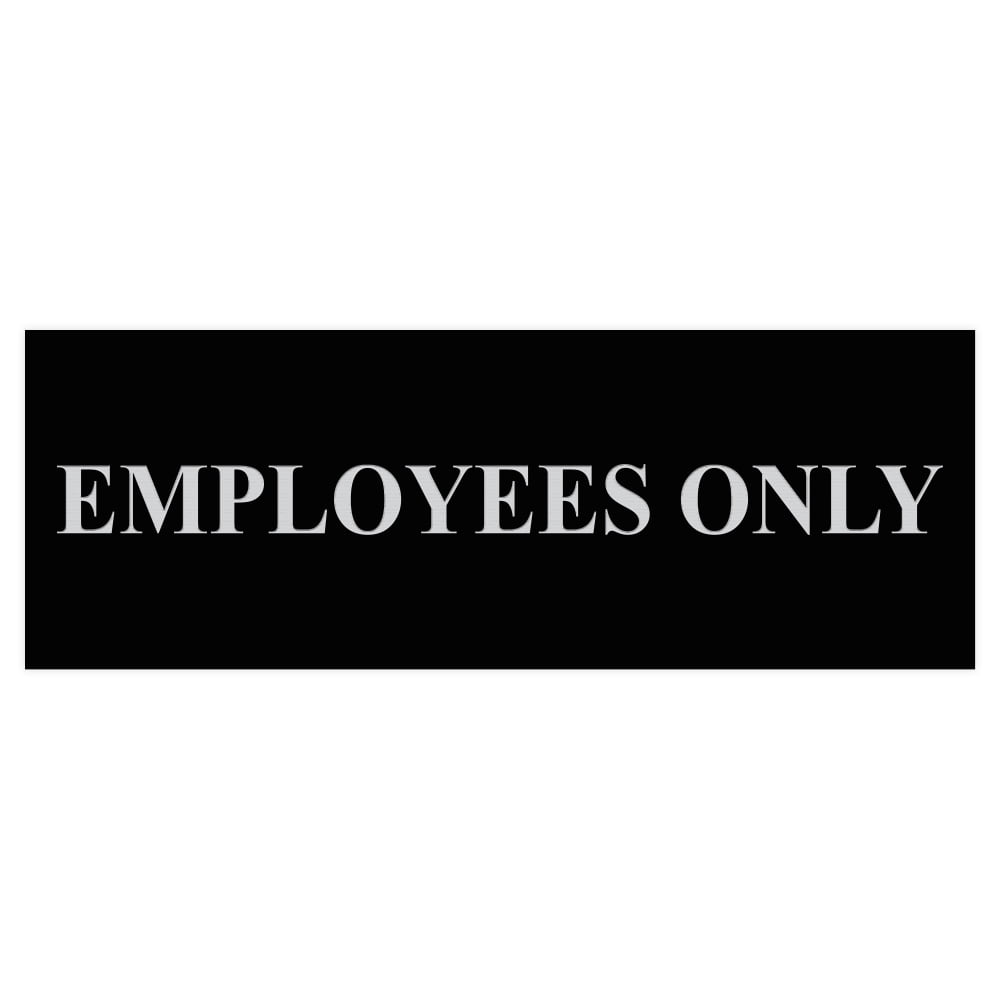 Basic Employees Only Door / Wall Sign - Black / Silver - Large ...