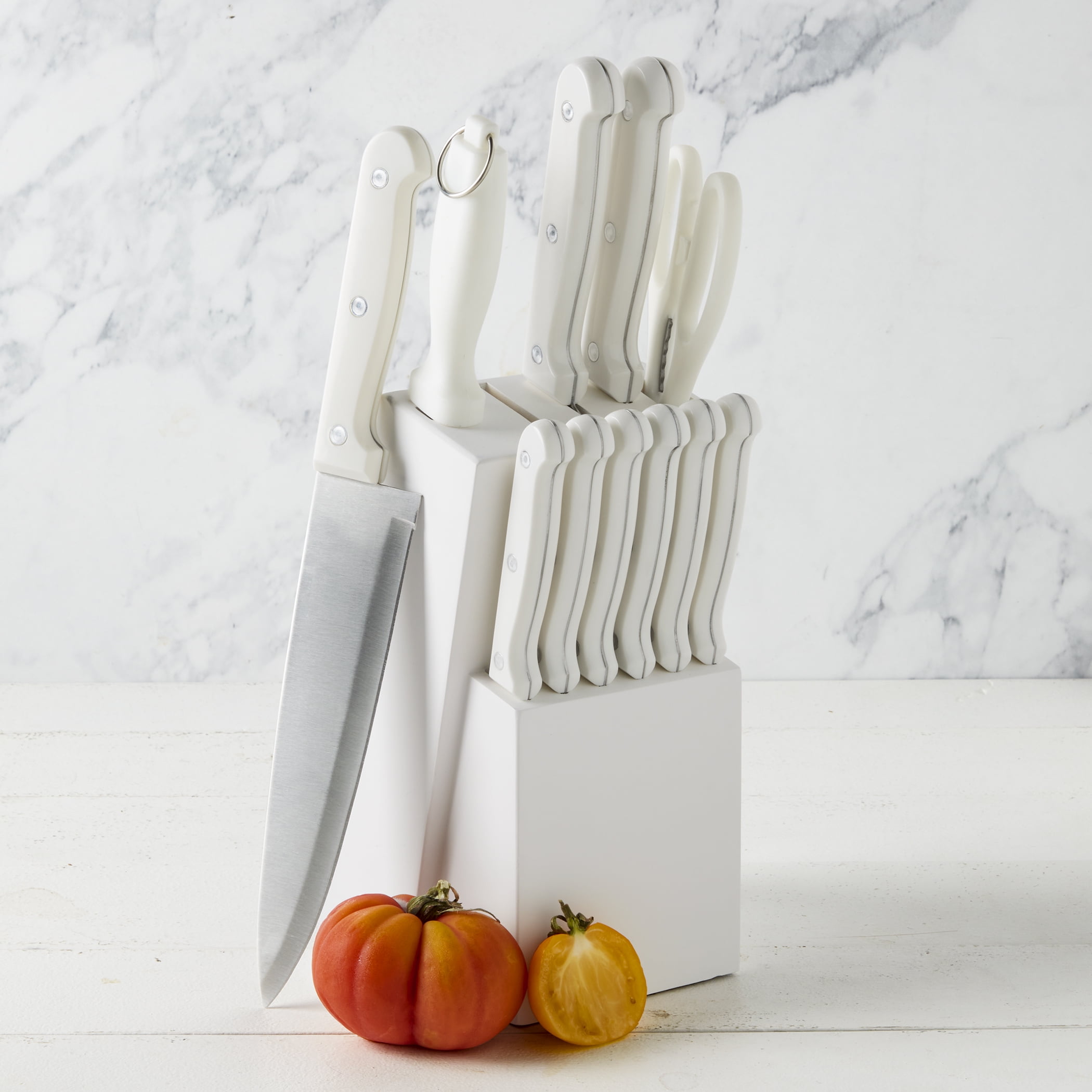 Basic Essentials 12 Piece Stainless Steel Kitchen Knife Set with Wood ...
