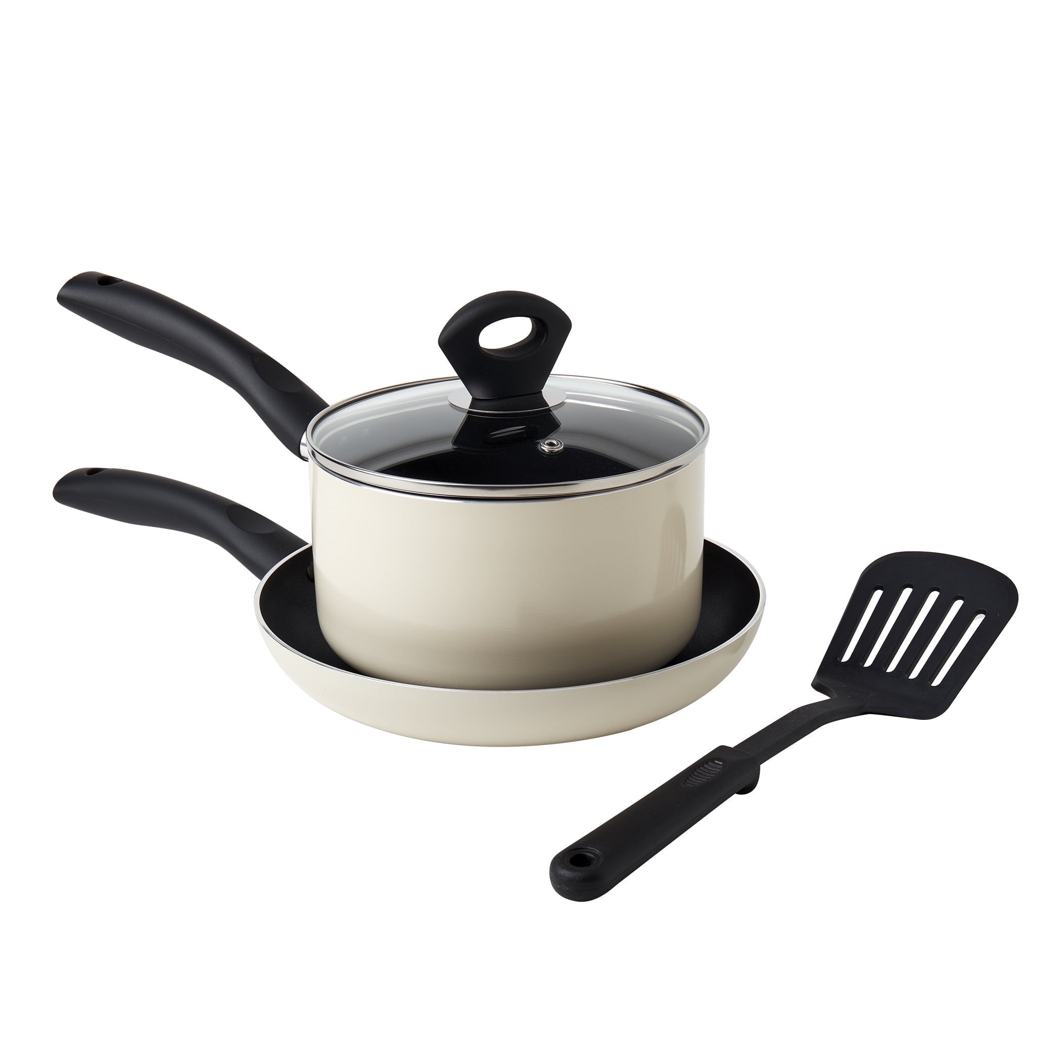 Basic Essentials 4 Piece Nonstick Aluminum Starter Cookware Set Saute ...