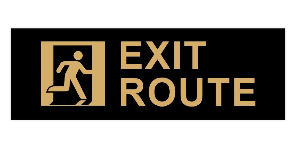 Basic Exit Route Sign (Black /Gold) - Small - Walmart.com