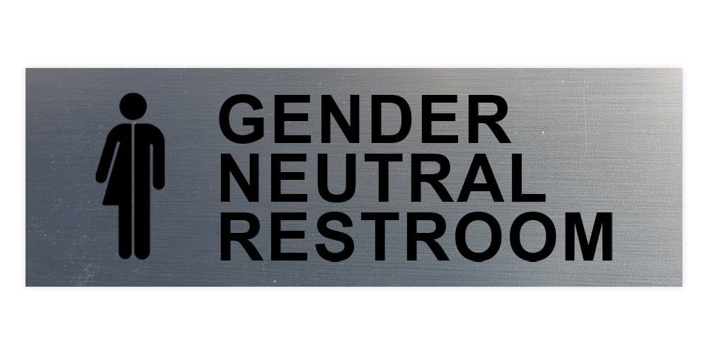 Basic Gender Neutral Restroom Sign (Brushed Silver) - Large - Walmart.com