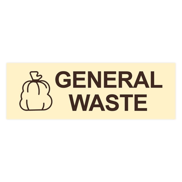 Basic General Waste Sign (Ivory/Dark Brown) - Small - Walmart Business ...