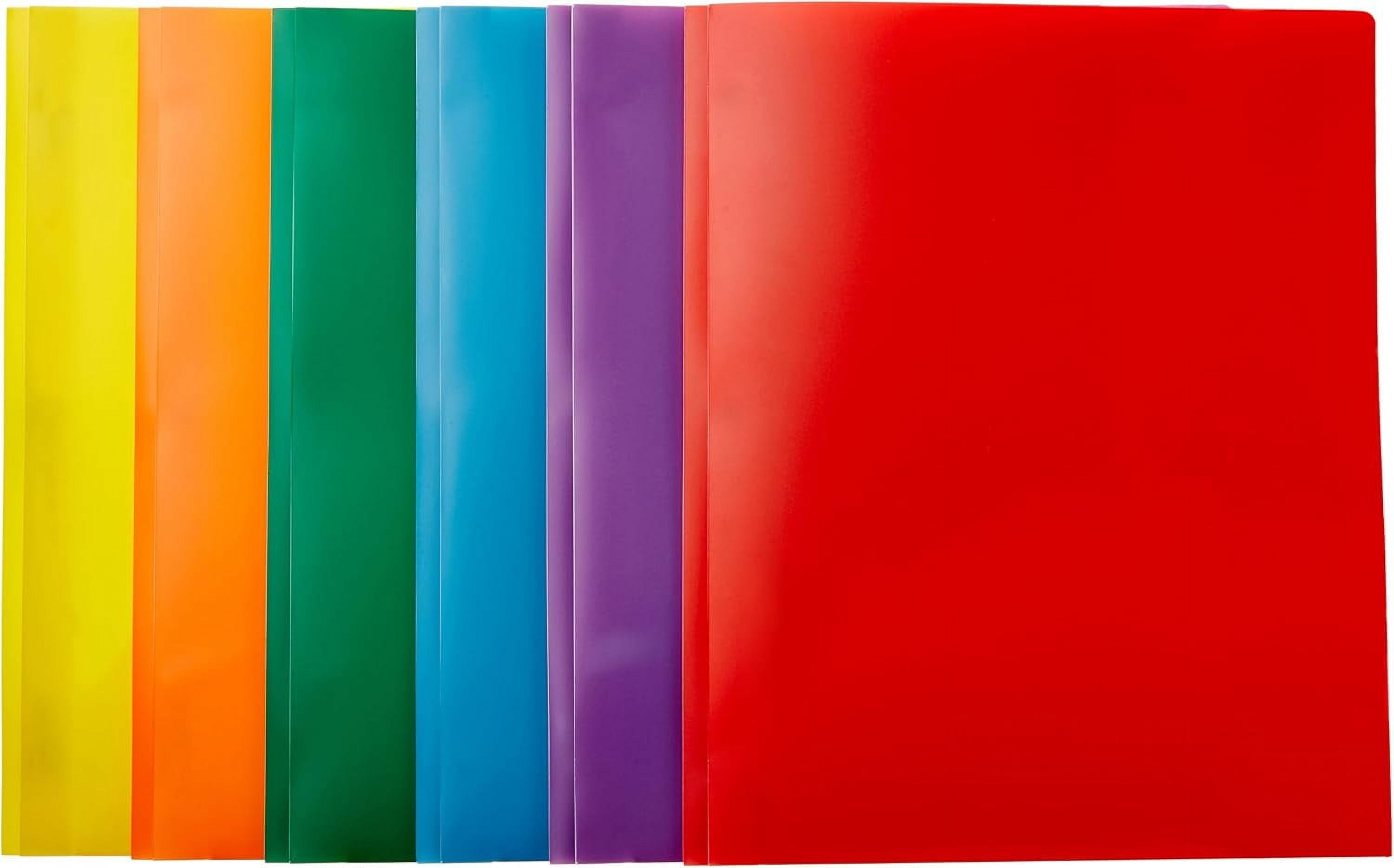 Basic Heavy Duty Colored Plastic Folders with 2 Pockets for Letter Size Paper, 12 Pack ...