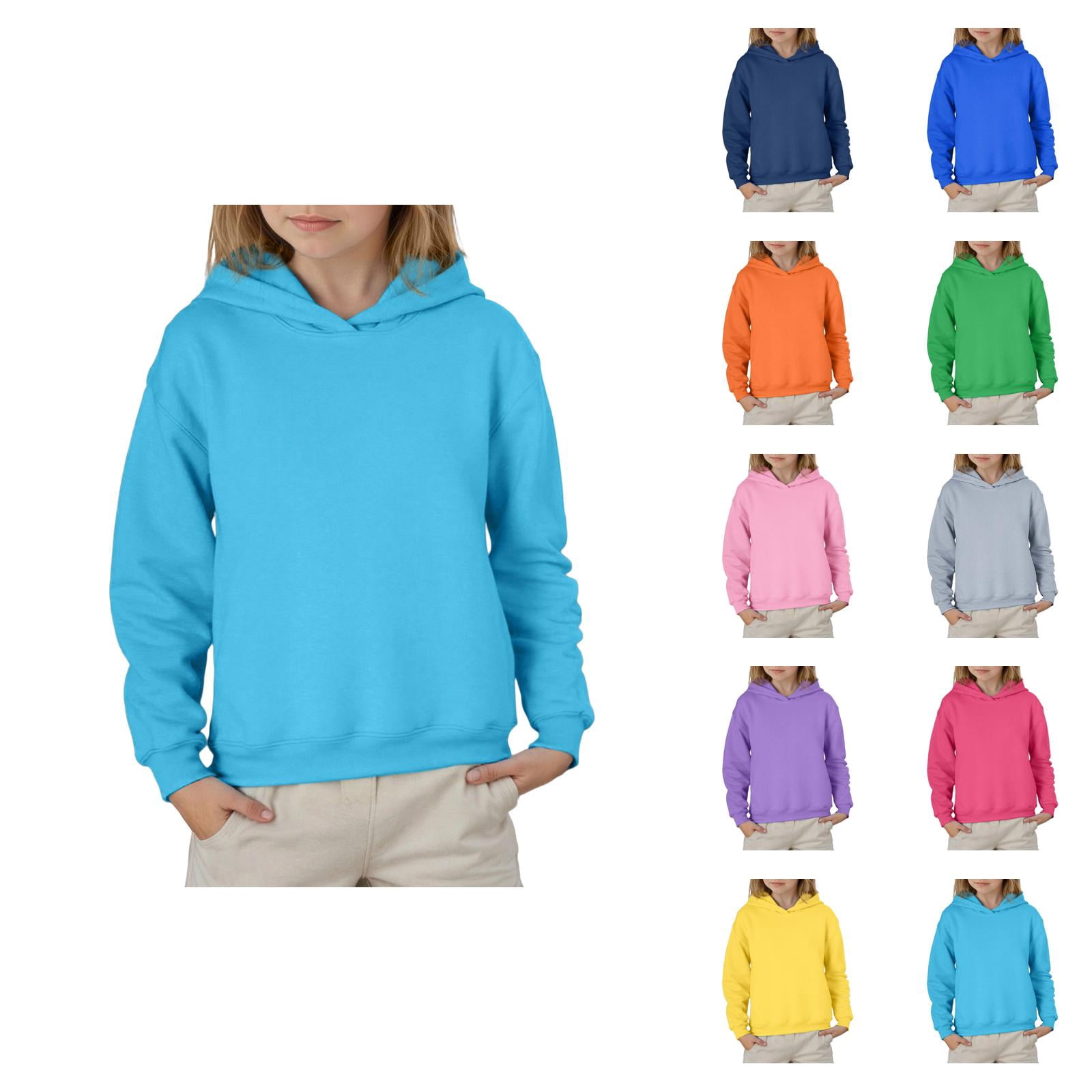 Basic Hoodies for Boys Girls Long Sleeve Casual Cute Plain Hooded ...