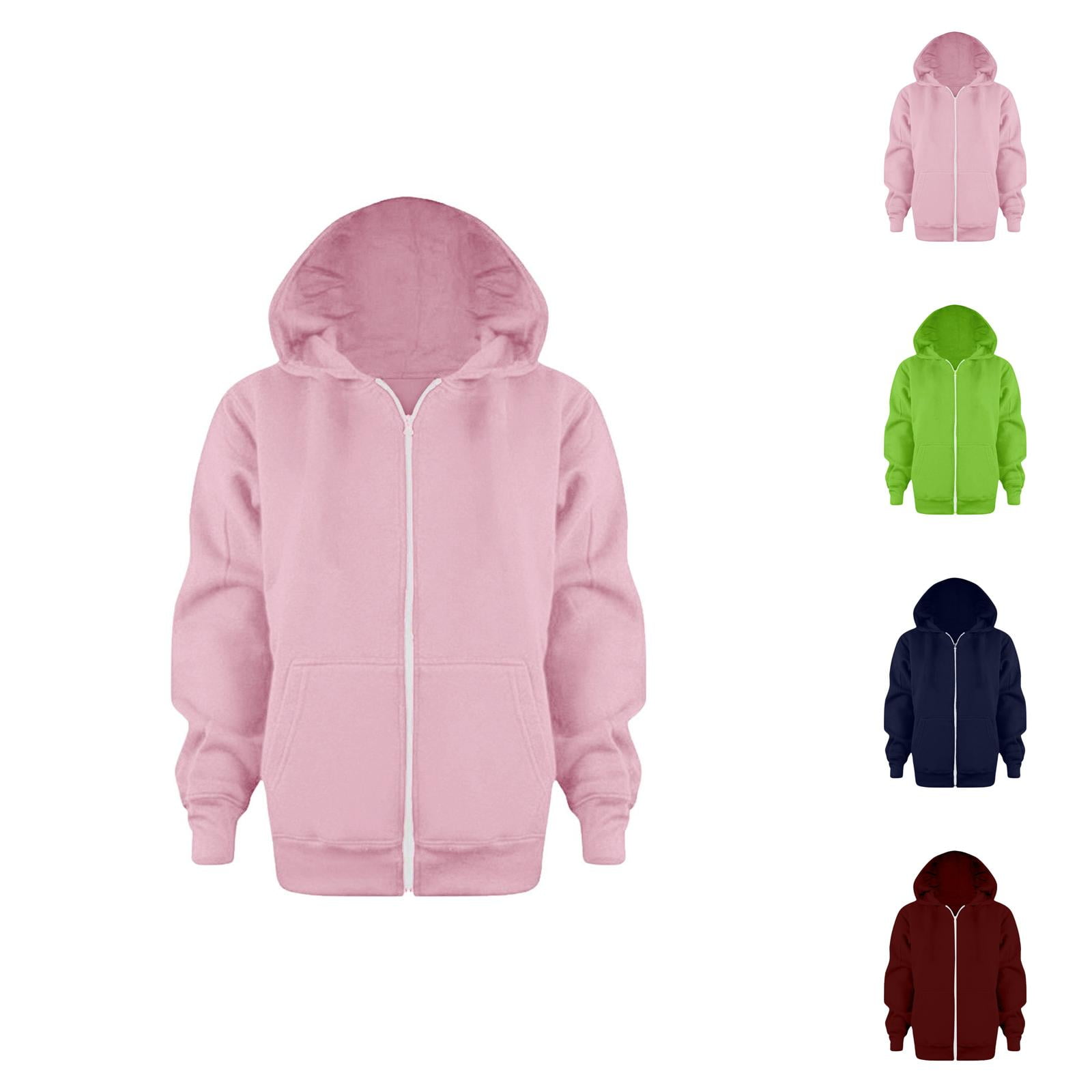 Basic Hoodies for Girls Boys 2025 Casual Long Sleeve Plain Zip Up ...