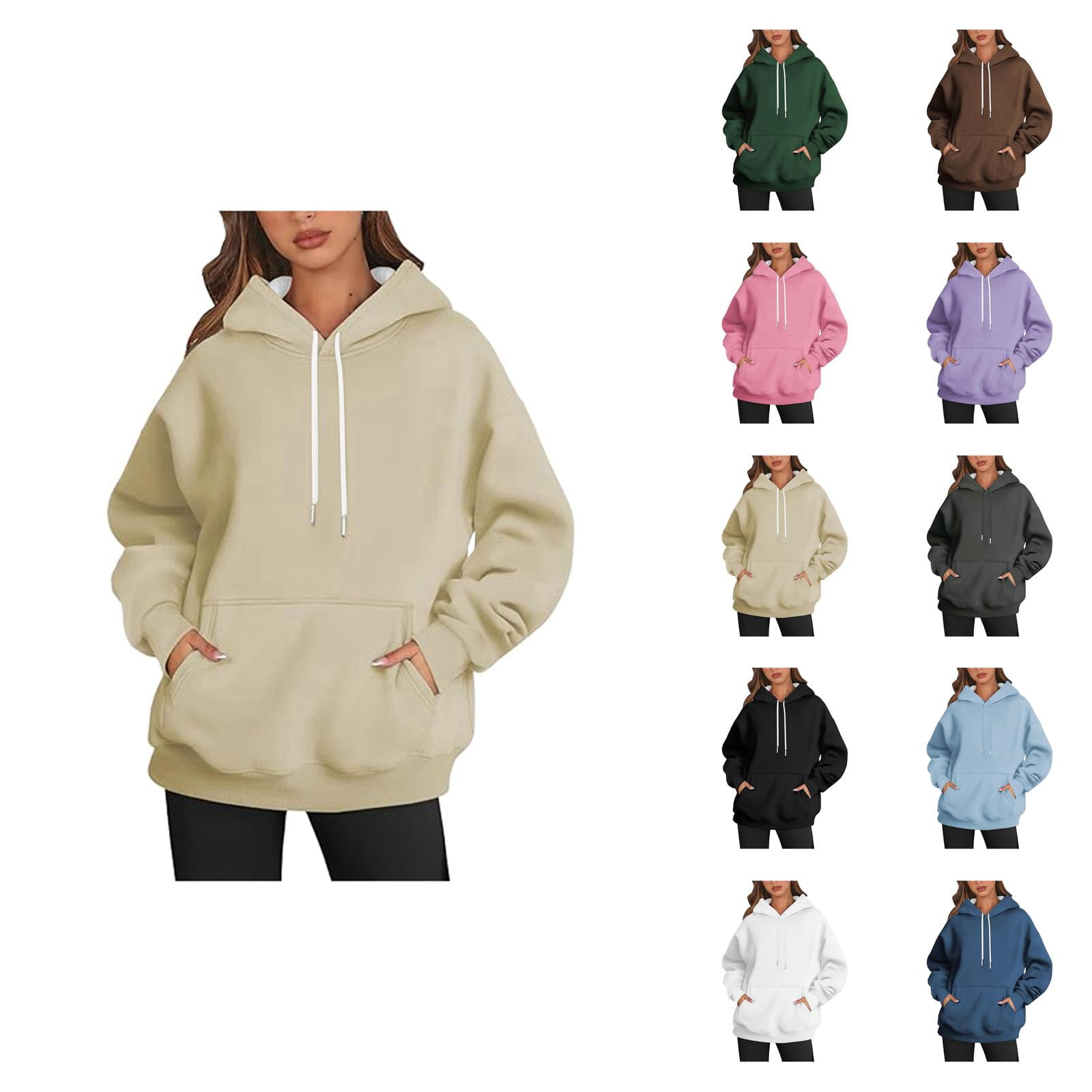 Basic Hoodies for Women 2026 Fashion Hooded Sweatshirt with Pockets ...