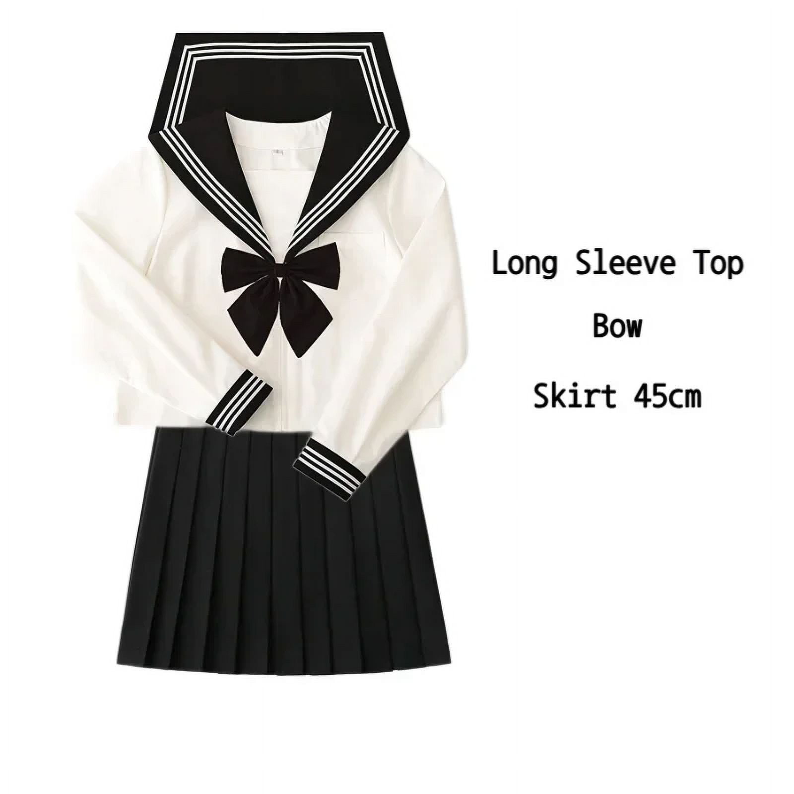 Basic JK Black Collar White Lines School Uniform Girl Sailor Suits ...