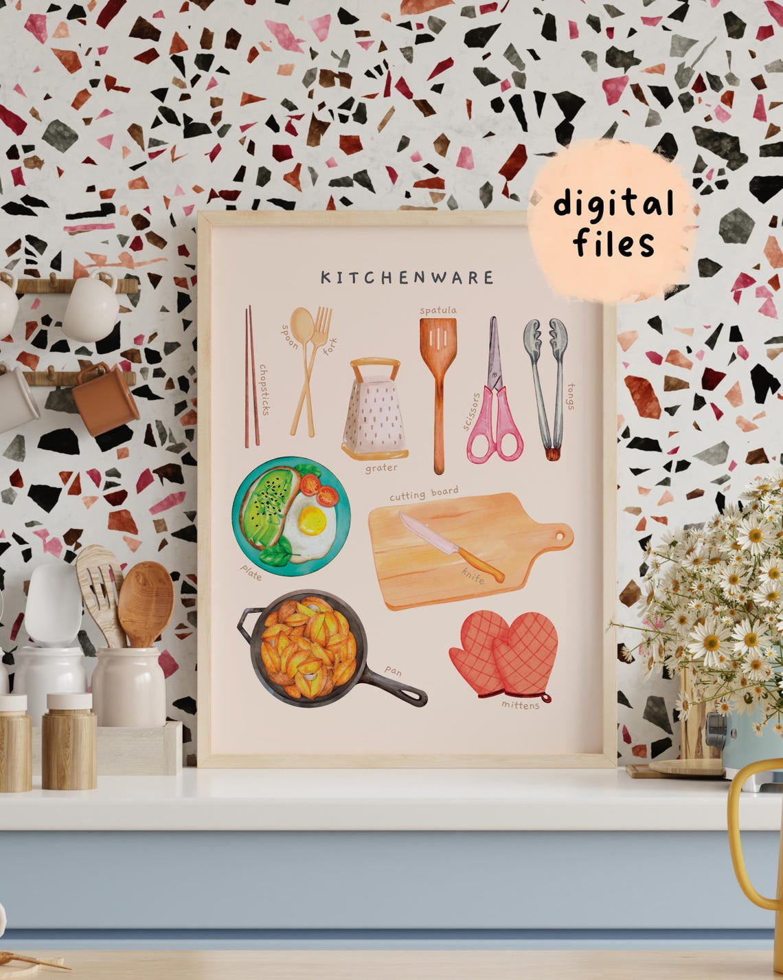 Basic Kitchenware Educational Poster, Montessori Toddler Room Decor ...