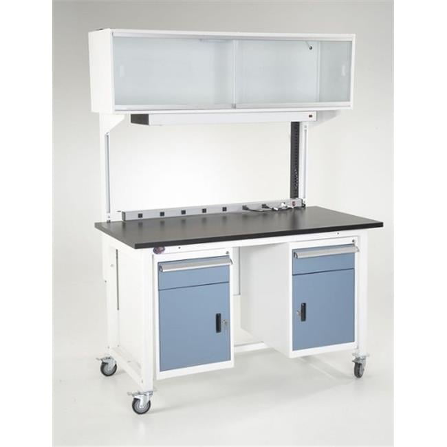 Basic Lab Workstation, Model LHD, Black Chemical Guard, Textured White ...