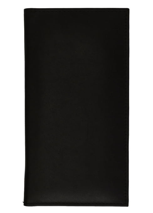 Black Basic Genuine Leather Checkbook Cover with Built-in Writing ...