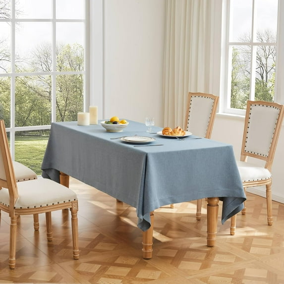 Basic Linen Textured Table Cloth, 60 x 84 Inch Dusty Blue, Farmhouse ...