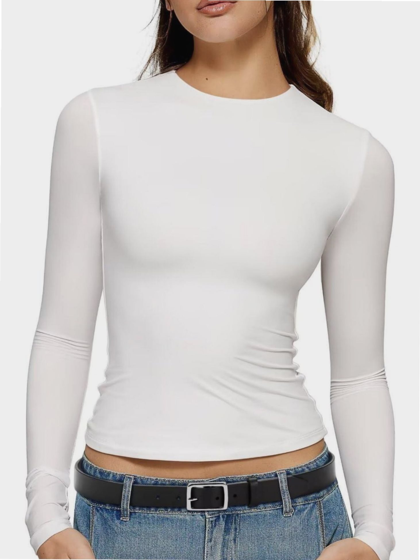 Basic Loog Sleeve Crewneck T-Shirts Cute Going Out Tops Tee - Walmart.com