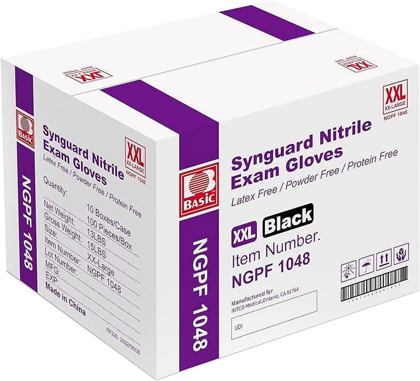 Basic Medical Black Nitrile Exam Gloves - Latex-Free & Powder-Free, 5 ...