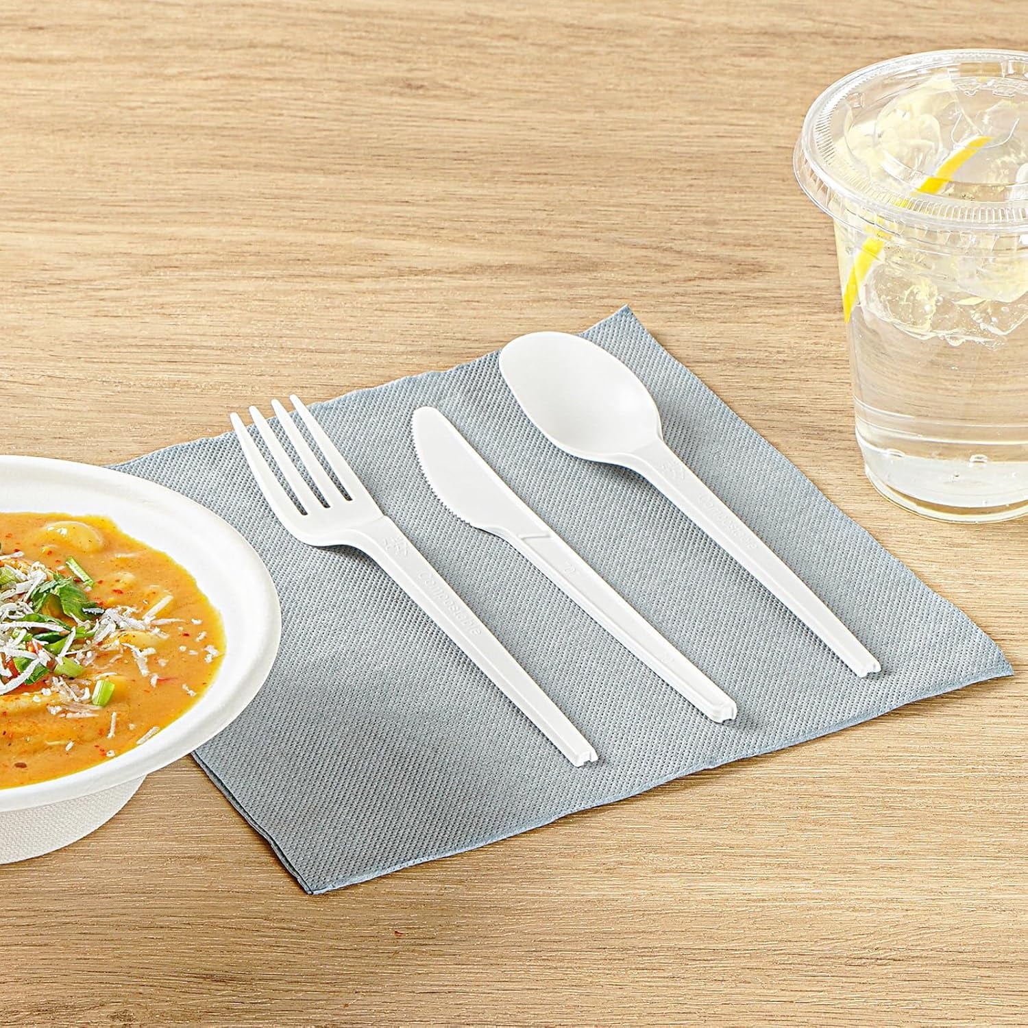 Basic Nature 6.5 Inch Cutlery Set 290 Disposable Plastic Cutlery ...